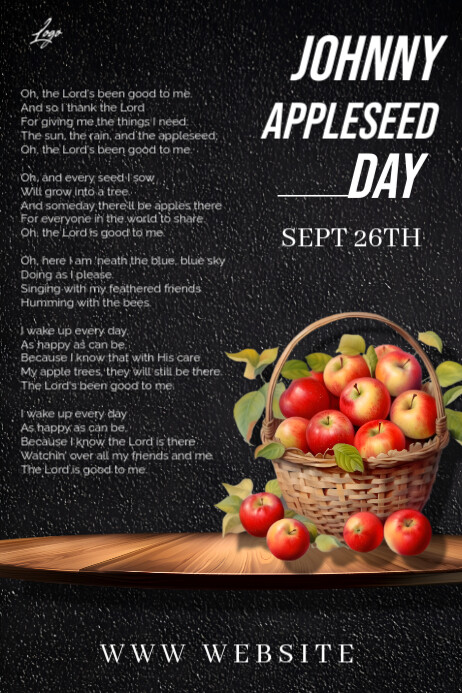 Plantilla de Black Maximalist Jonny Appleseed Day Poster | PosterMyWall