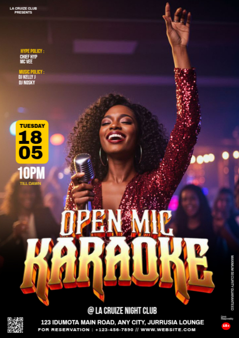 Black Maximalist Karaoke Night A4 Template | PosterMyWall