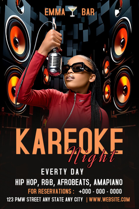 Black Maximalist Kareoke Night Poster Template | PosterMyWall