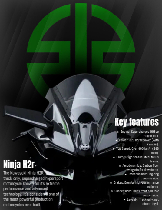 Copy of Black Maximalist Kawasaki Ninja H2r Flyer (us Letter ...
