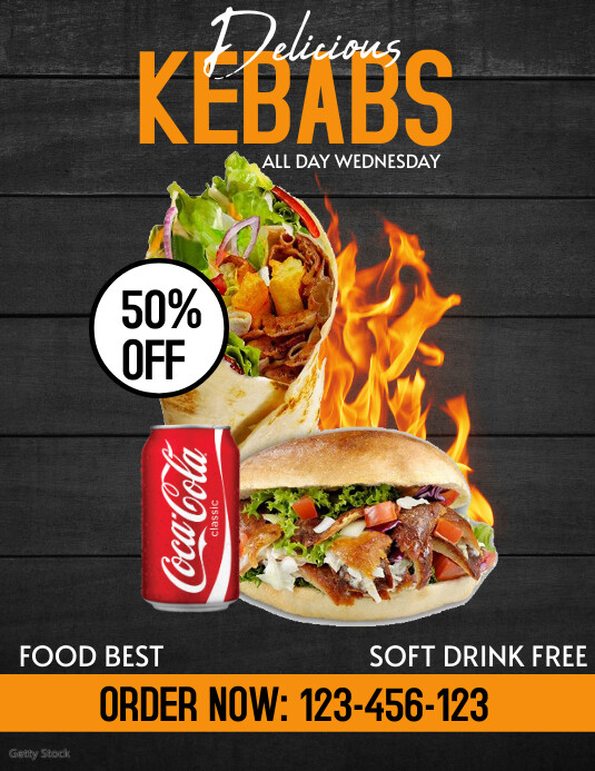 Black Maximalist Kebabs Flyer Flyer (us Lett Template | PosterMyWall