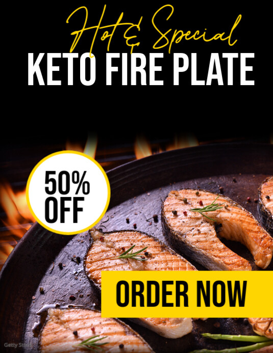 Copy of Black Maximalist Keto Fire Plate Flyer (us Letter) | PosterMyWall