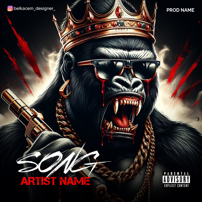 Black Maximalist King Gorilla Album Cover Template | PosterMyWall