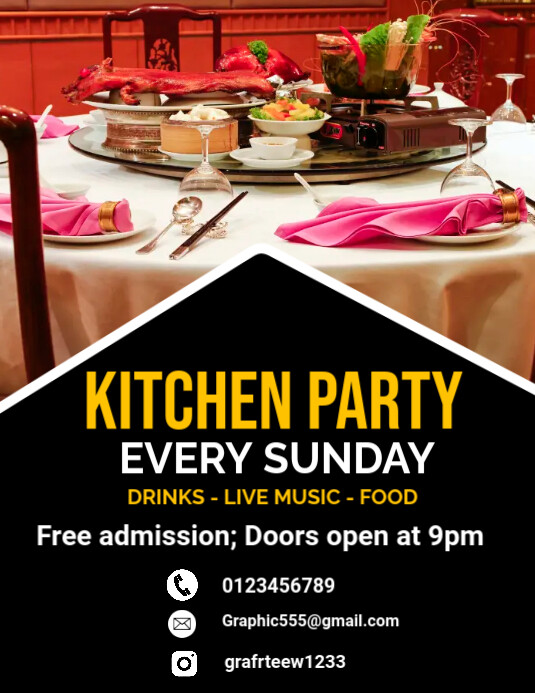Copy of Black Maximalist Kitchen Party Flyer (us Letter) | PosterMyWall