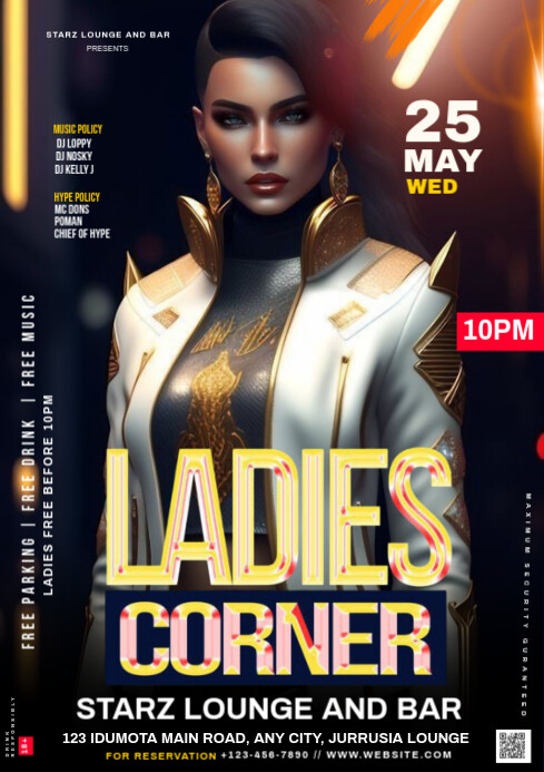 Black Maximalist Ladies Corner A4 Template | PosterMyWall