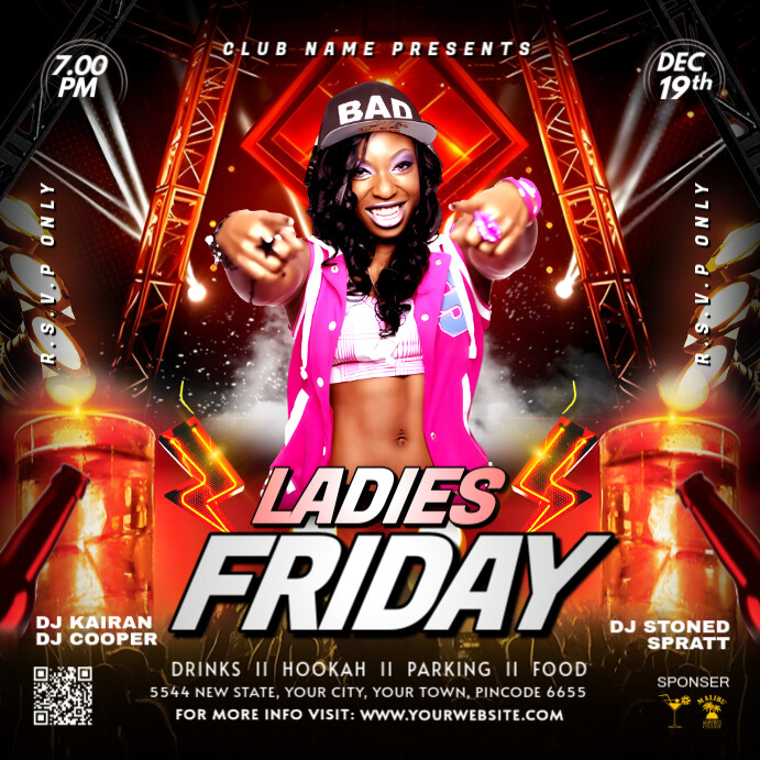 Copy of Black Maximalist Ladies Friday Party Instagram Post | PosterMyWall