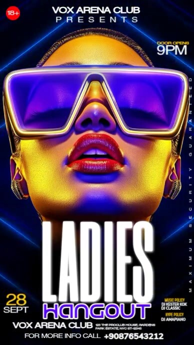 Black Maximalist Ladies Night Groove Template Digital Display (9:16 ...