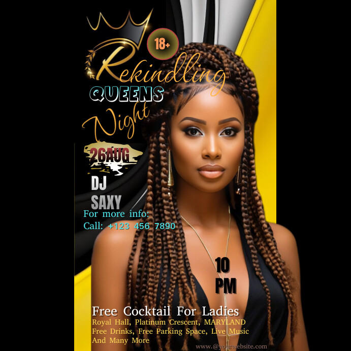 Black Maximalist Ladies Night Instagram Post Template | PosterMyWall