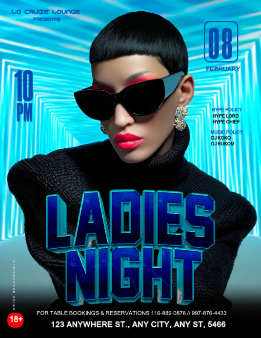 Black Maximalist Ladies Night Out Party Flyer (us Letter) Template ...