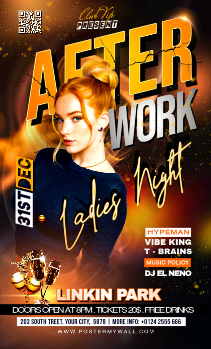 Black Maximalist Ladies Night Out Party Poster,latin Night Party Flyer ...