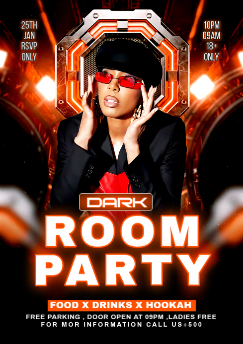 Black Maximalist Ladies Night Party A4 Template | PosterMyWall