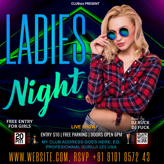 Black Maximalist Ladies Night Party Ads Insta Template | PosterMyWall