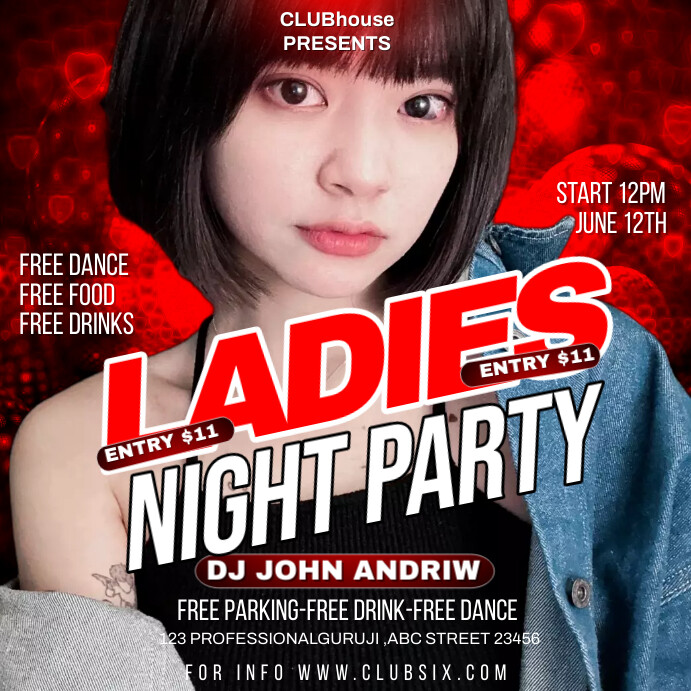 Plantilla de Black Maximalist Ladies Night Party Ads Squar | PosterMyWall