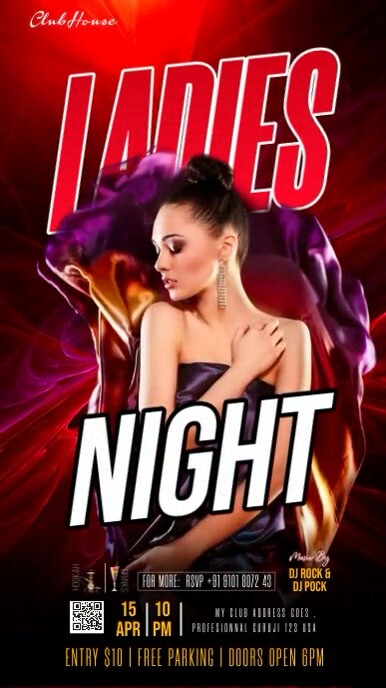 Black Maximalist Ladies Night Party Ads Youtu Templat | PosterMyWall