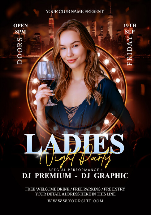 Black Maximalist Ladies Night Party Flyer Tem Templat | PosterMyWall