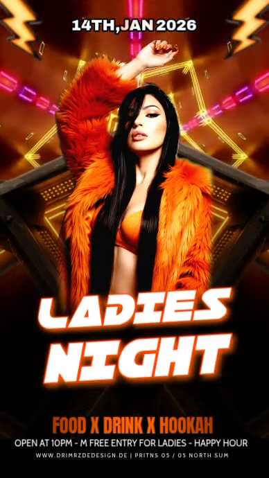 Black Maximalist Ladies Night Party Instagram Story Template | PosterMyWall