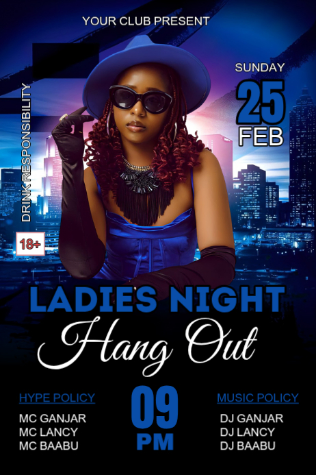 Plantilla de Black Maximalist Ladies Night Party / Ladies Night Hang ...