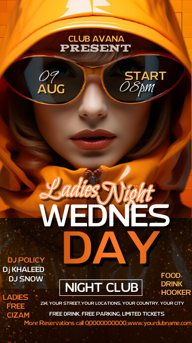 Black Maximalist Ladies Night Wednesday Insta Template | PosterMyWall