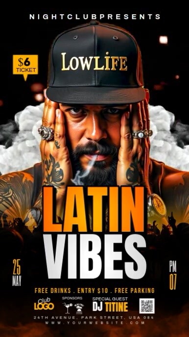 Black Maximalist Latin Vibes Party Instagram Reel Template | PosterMyWall