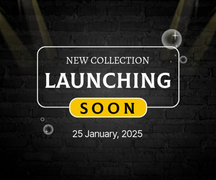 Black Maximalist Launching Soon Medium Rectangle Template | PosterMyWall