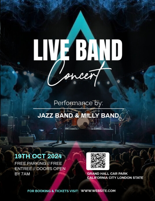 Black Maximalist Live Band Concert Invitation Template Flyer (us Letter ...