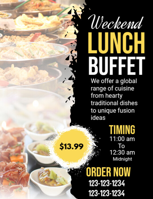Black Maximalist Lunch Buffet Flyer (us Letter) Template | PosterMyWall