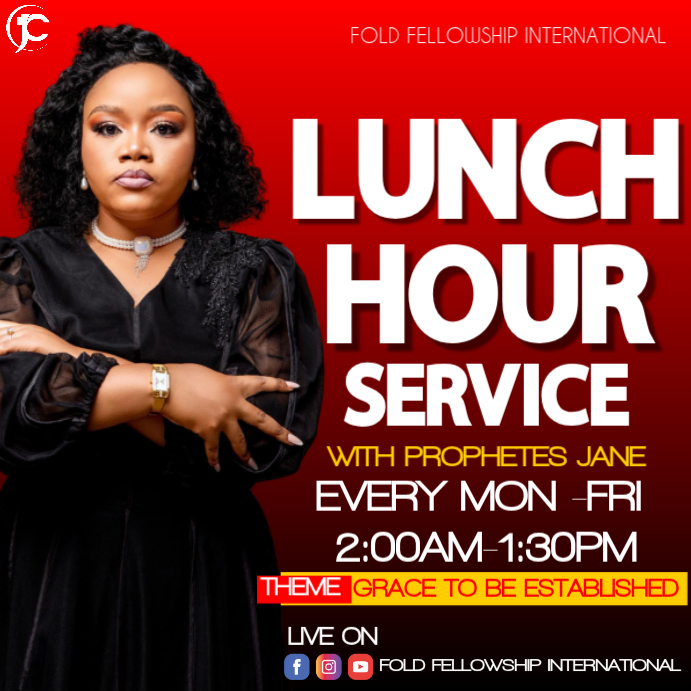 Black Maximalist Lunch Hour Service Instagram Post Template | PosterMyWall