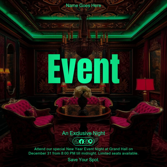 Black Maximalist Luxury Retro New Year Event Night Visual Instagram ...