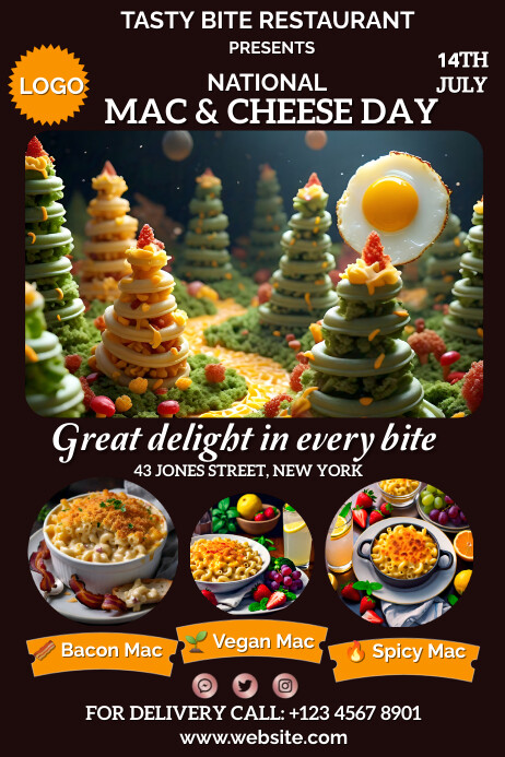 Black Maximalist Mac And Cheese Day Poster Template | PosterMyWall