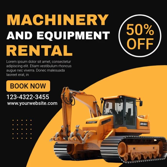 Black Maximalist Machinery And Equipment Rental Instagram Post Template ...