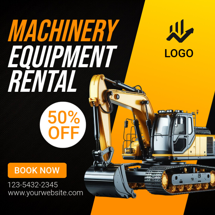 Black Maximalist Machinery Equipment Rental Instagram Post Template ...