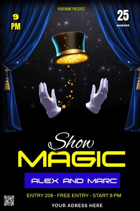 Black Maximalist Magic Show Poster Template | PosterMyWall