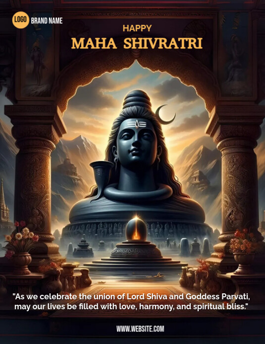 Black Maximalist Maha Shivratri Flyer (us Letter) Template | PosterMyWall