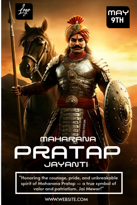Black Maximalist Maharana Pratap Jayanti Poster Template | PosterMyWall
