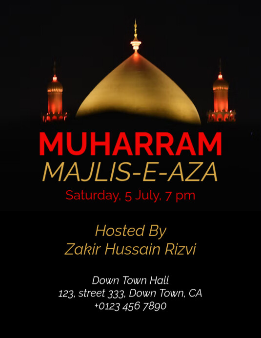 Black Maximalist Majlis E Aza Flyer (us Letter) Template | PosterMyWall