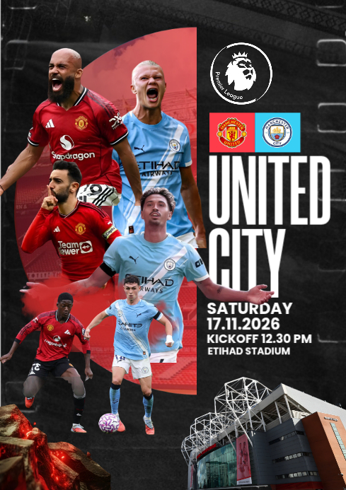 Copy of Black Maximalist Manchester Derby Match A4 | PosterMyWall