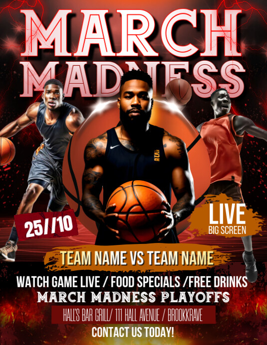 Black Maximalist March Madness Poster Flyer (us Letter) Template ...