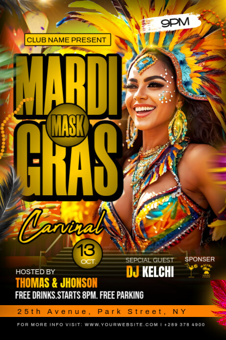 Copia de Black Maximalist Mardi Grass Party Poster | PosterMyWall