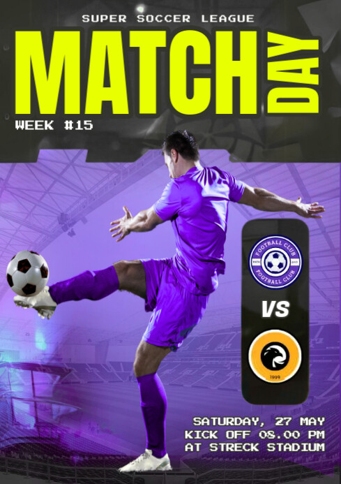 Copy of Black Maximalist Matchday Soccer League A4 | PosterMyWall