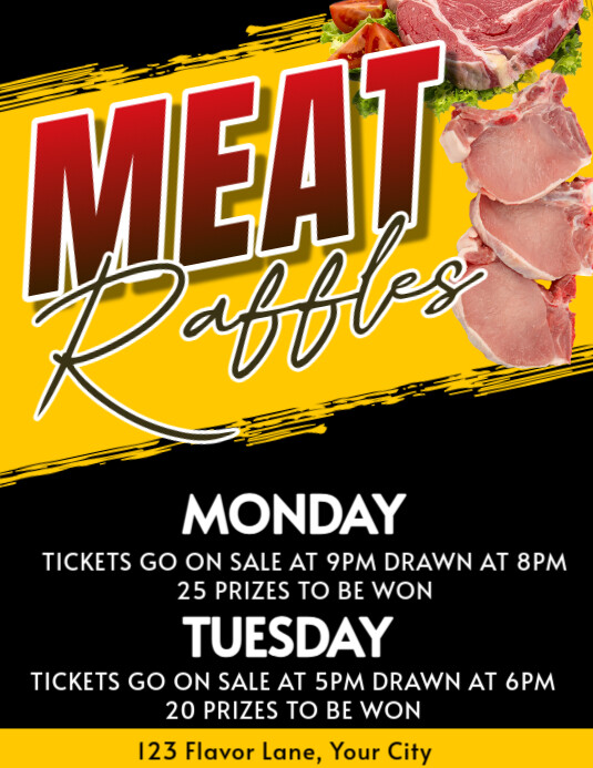 Copy of Black Maximalist Meat Raffle Flyer Flyer (us Letter) | PosterMyWall