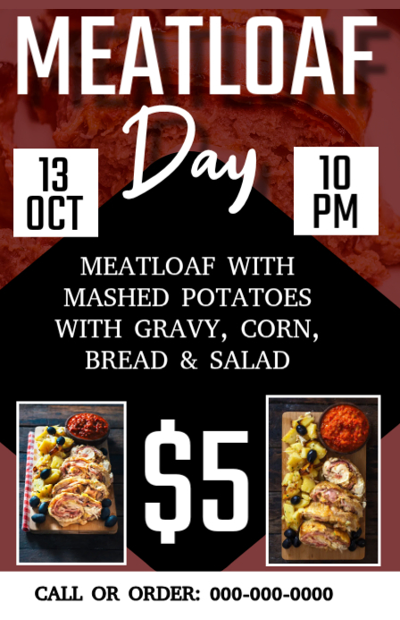 Plantilla de Black Maximalist Meatloaf Day Tabloid | PosterMyWall