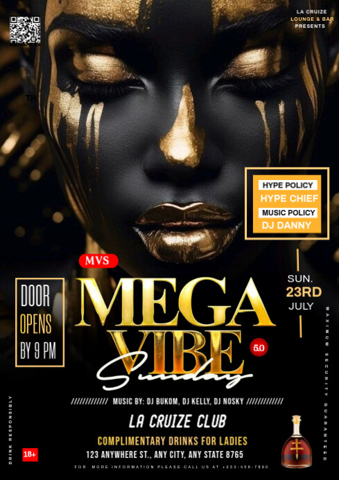 Black Maximalist Mega Vibe Sunday A4 Template | PosterMyWall