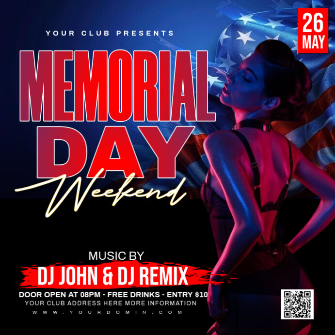 Black Maximalist Memorial Day Instagram Post Template | PosterMyWall