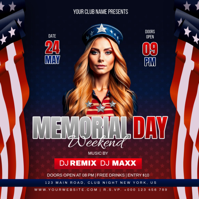Black Maximalist Memorial Day Instagram Post Template | PosterMyWall