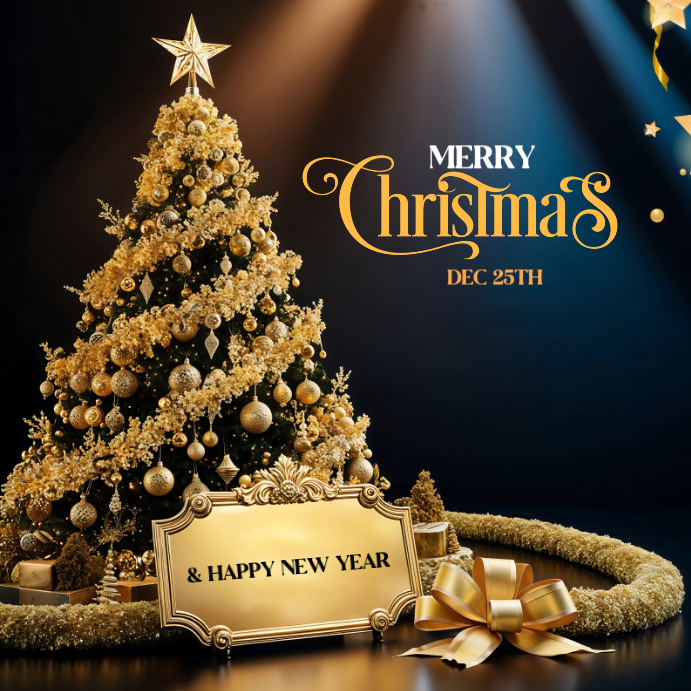 Black Maximalist Merry Christmas & New Year Wish Template Instagram ...