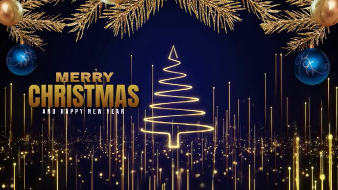 Black Maximalist Merry Christmas Card Design Digital Display (16:9 ...
