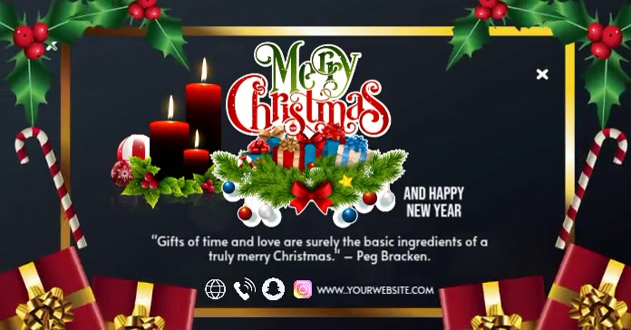 Black Maximalist Merry Christmas Facebook Shared Image Template ...