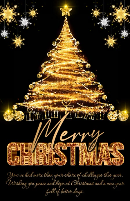 Black Maximalist Merry Christmas Half Page Wide Template | PosterMyWall