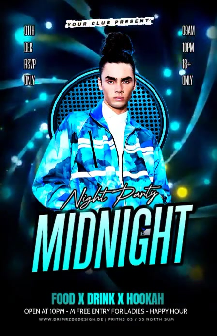 Black Maximalist Midnight Party Flyer Half Page Wide Template ...