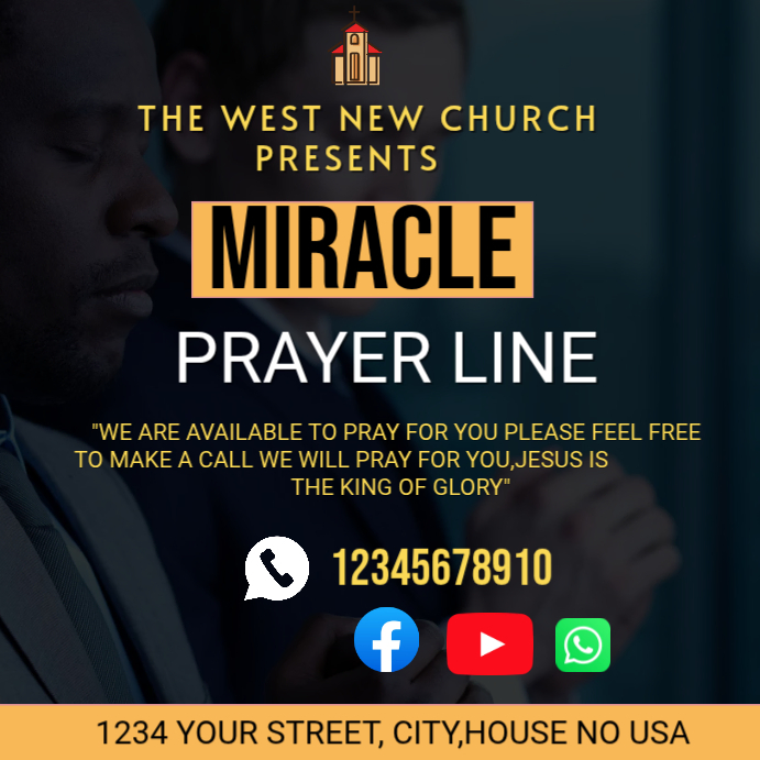 Black Maximalist Miracle Prayer Line Instagram Post Template | PosterMyWall